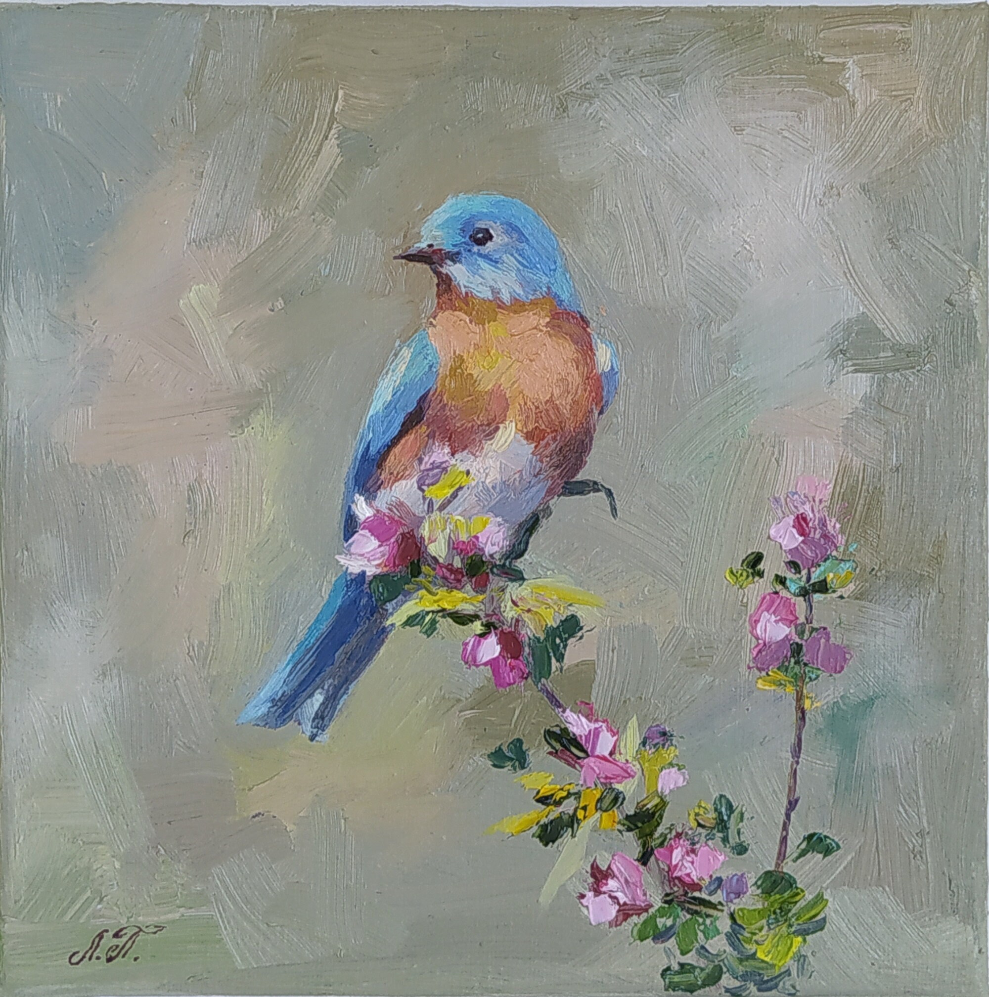 Bluebird Painting Original Oil Small Oil Painting 88 by | Etsy