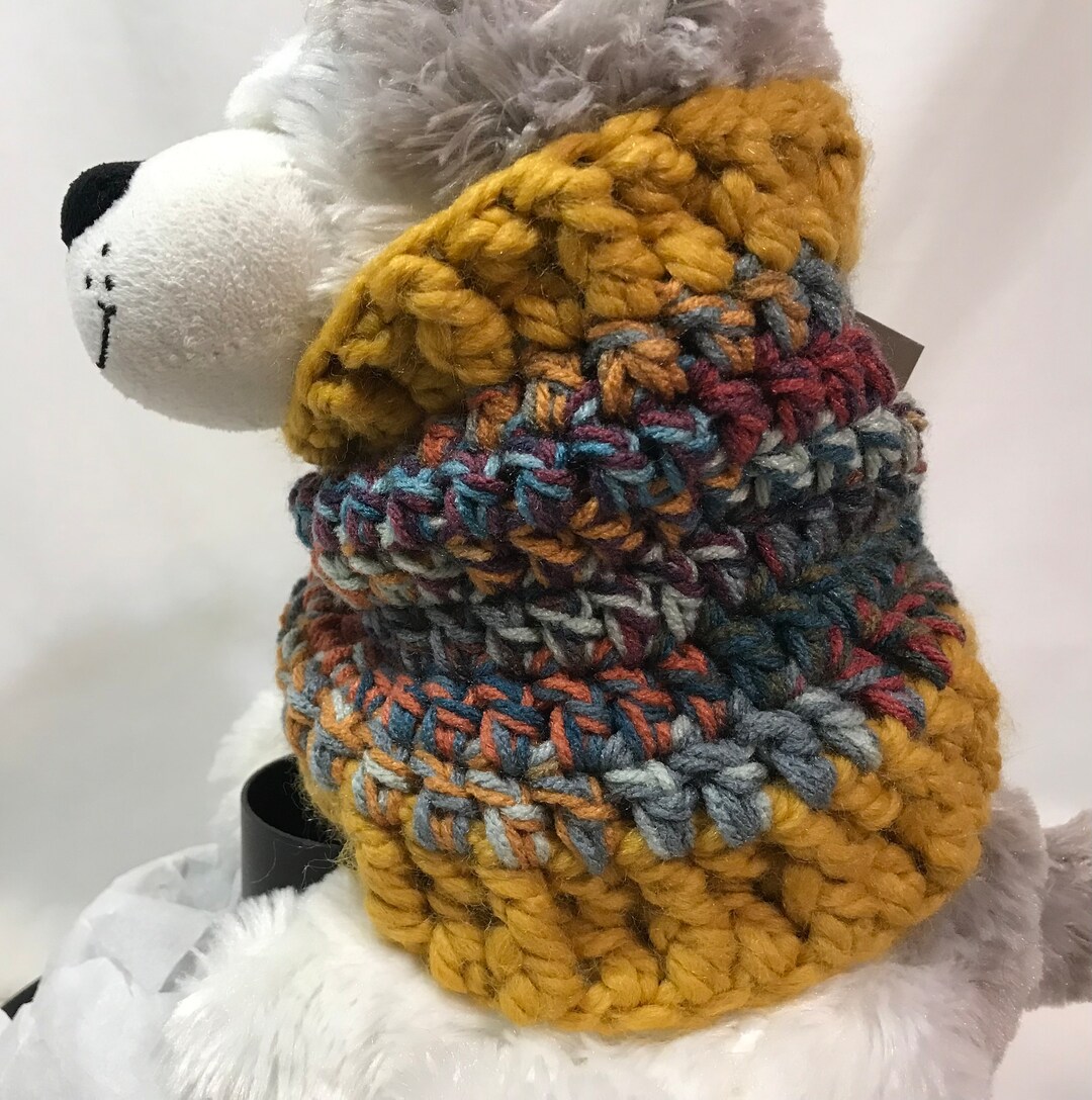 9" Crochet Dog Snood: Sedona Base, Mustard Trim, 9" Pet Neck - Etsy