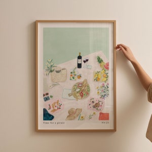 Time for a Picnic Art Print- Summer Picnic Still Life Painting - Wall ...
