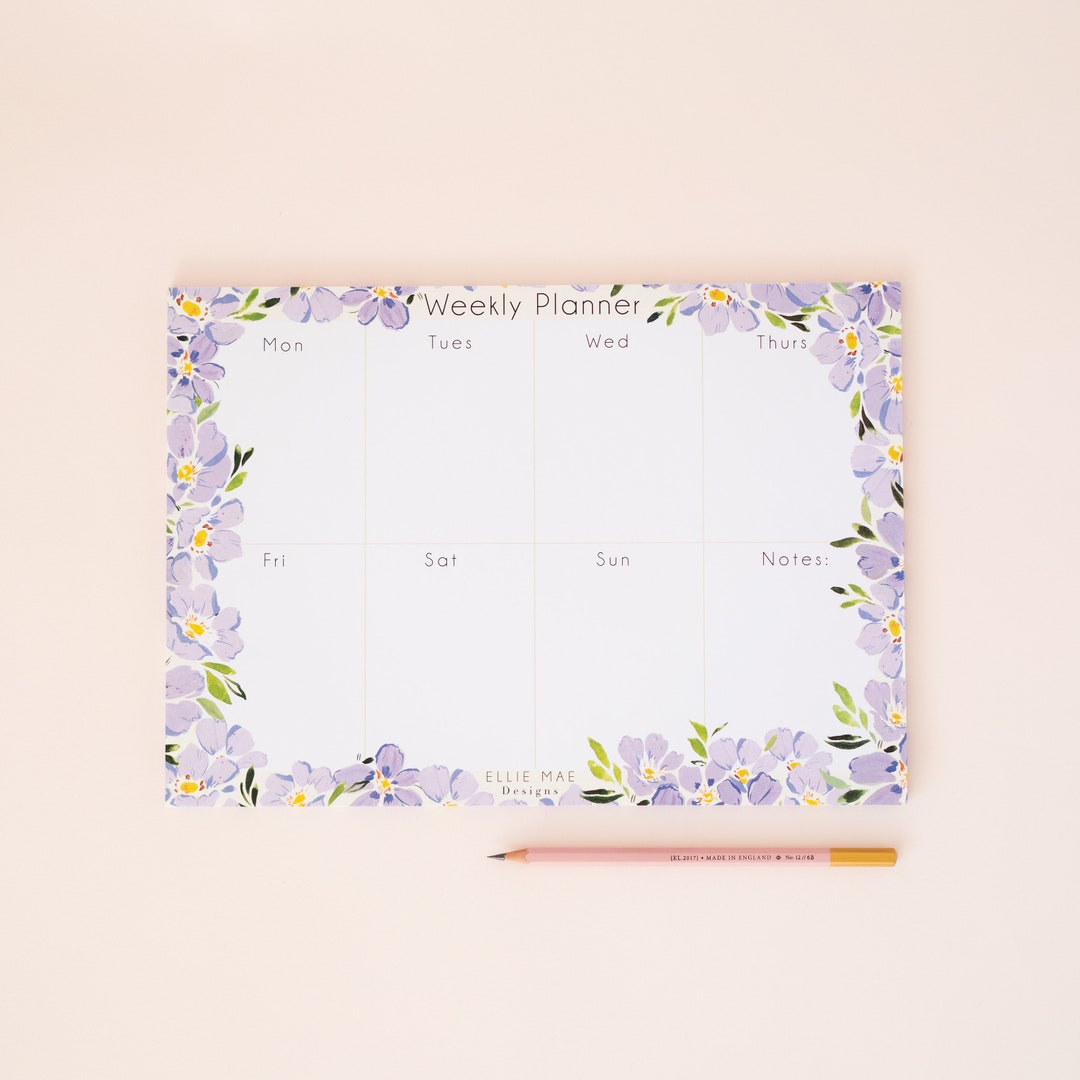Lilac Blooms Weekly Planner- Floral Planner- Wildflower Notepad-floral ...