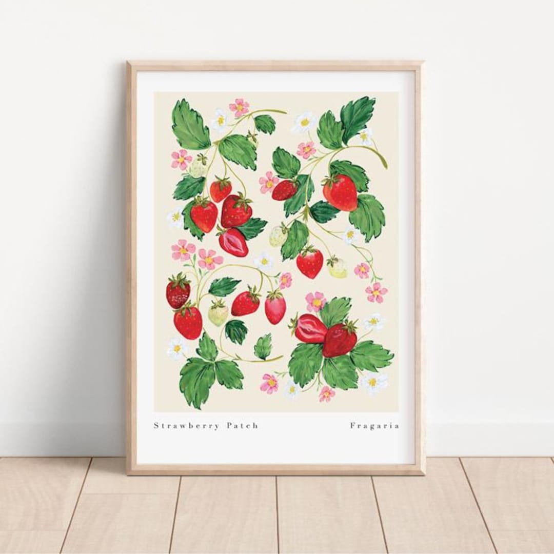 Strawberry Patch Art Print |strawberry Fruit Fine Art Print| Available ...