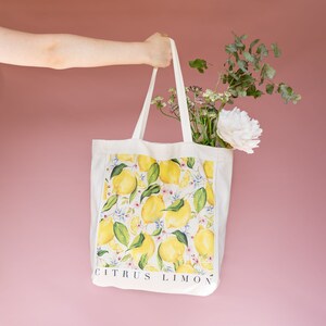 Citrus Limon Tote Bag| Large Shopping Bag| 100% Cotton Gusseted Tote ...