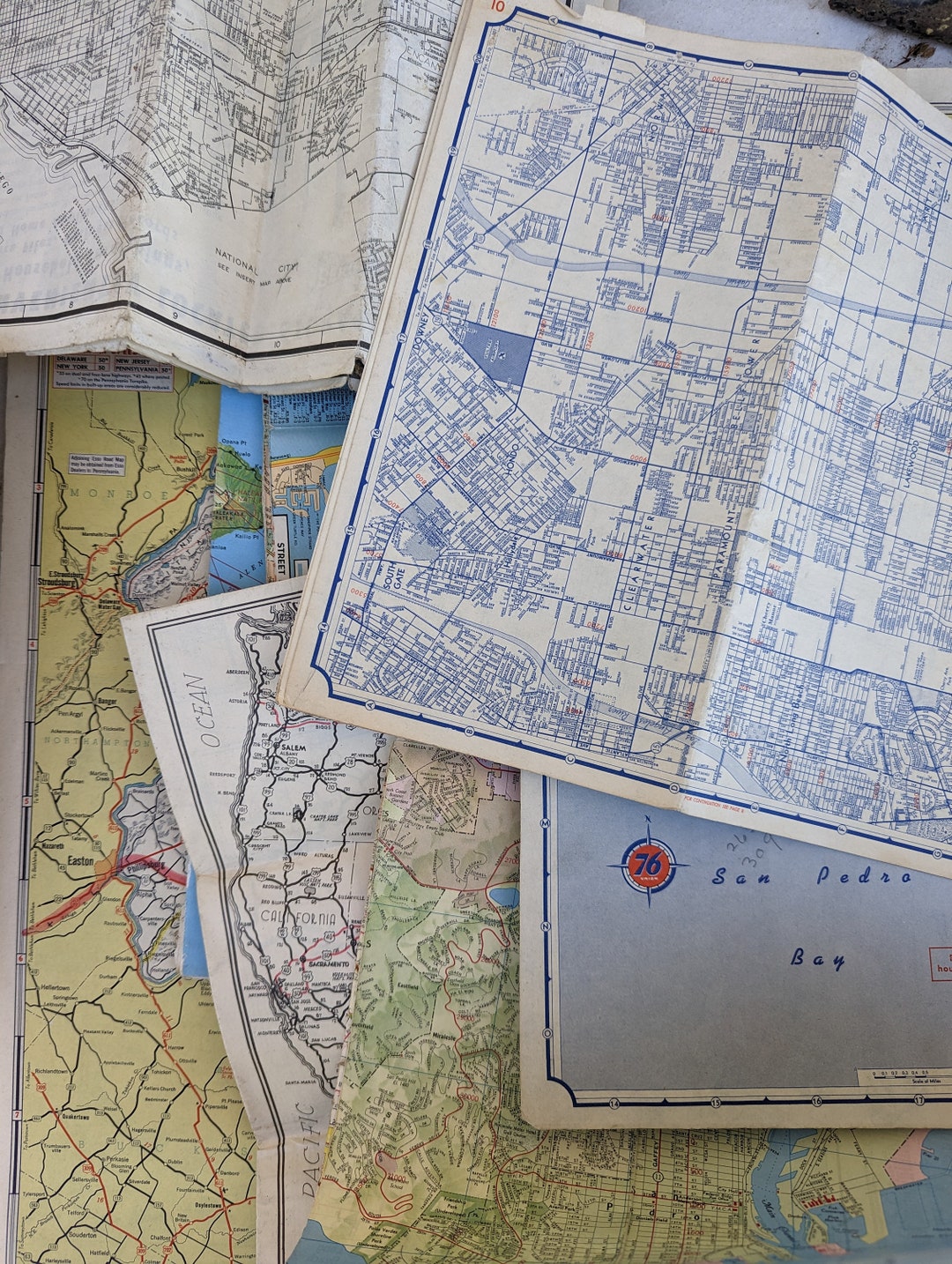 Vintage Scrap Map Lot 1940s, 1950s, 1960s Variety of Colors Decoupage ...
