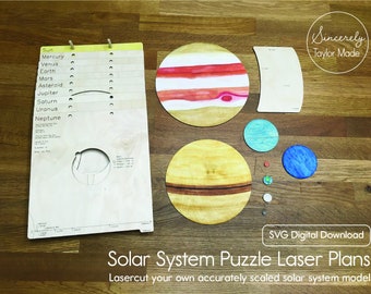 Solar System, Planets, Space Puzzle SVG, File for Glowforge and Laser ...