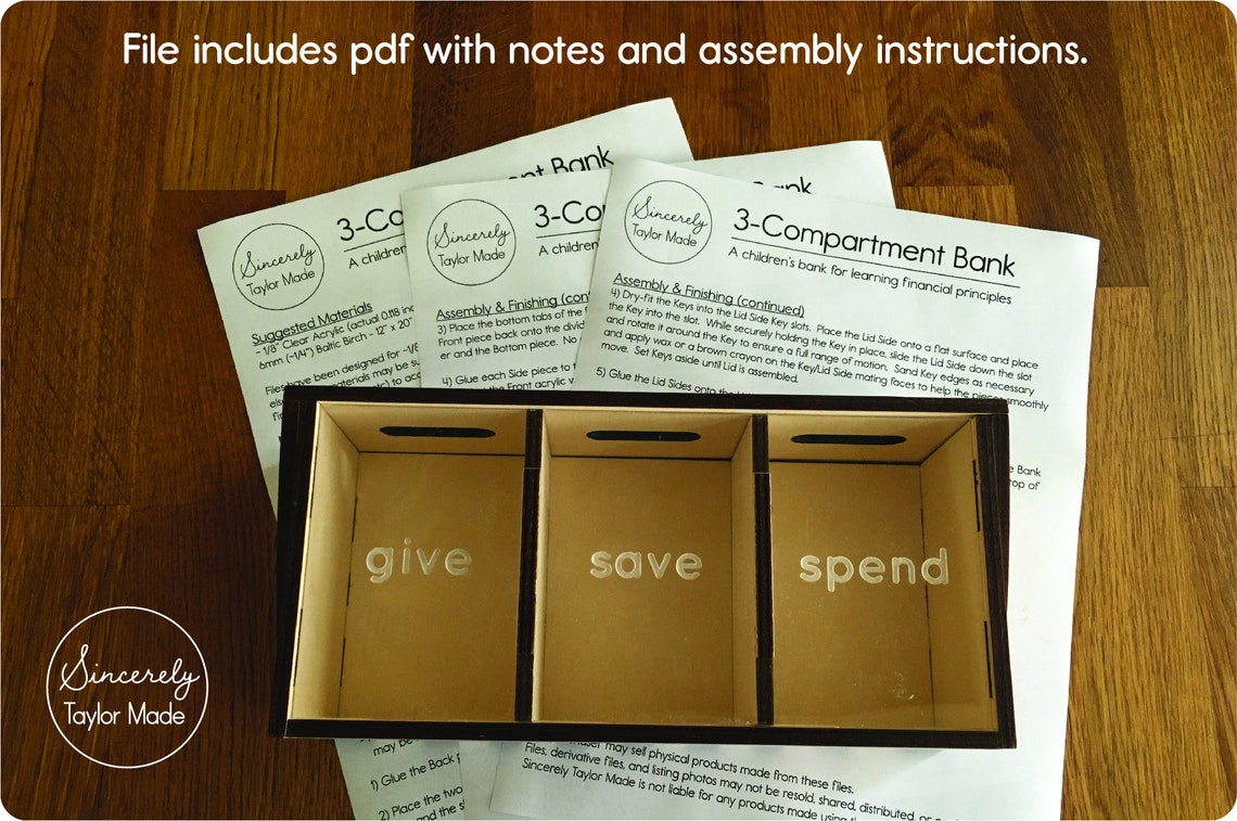 Give-save-spend Bank Laser Cut File - Instant Digital Download - Etsy