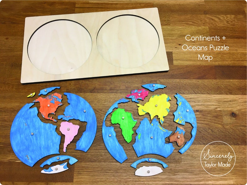 World Map Continent and Ocean Puzzle Laser Cut Plans Instant | Etsy