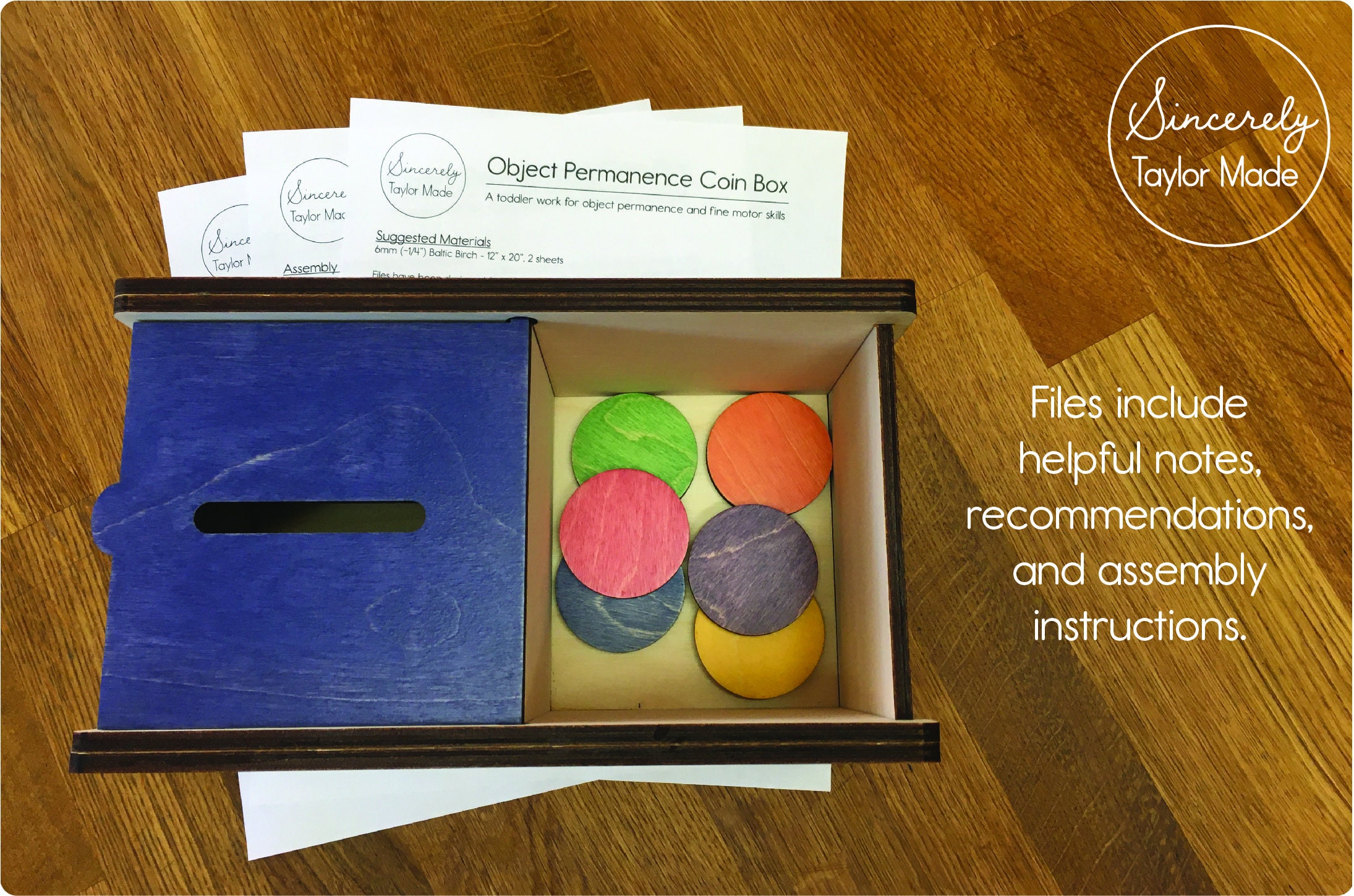 Object Permanence Toddler Coin Box Laser Cut File Instant Digital ...