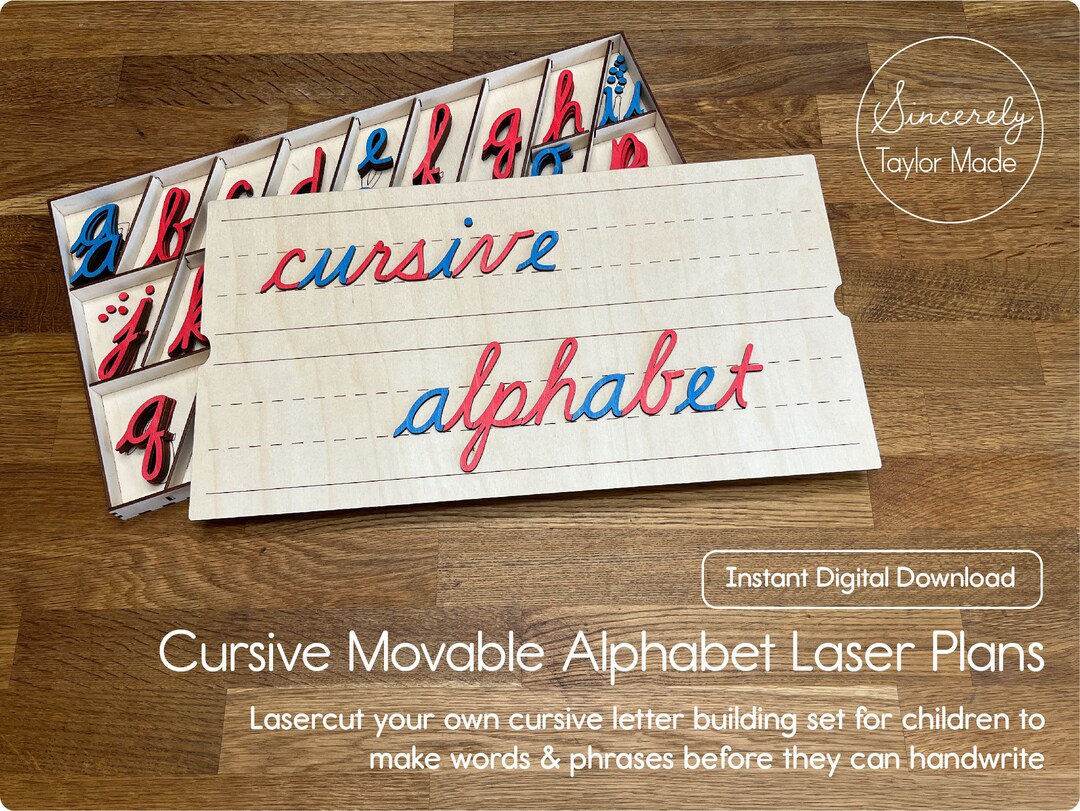Cursive Montessori Movable Alphabet Laser Cut File - Instant Digital ...