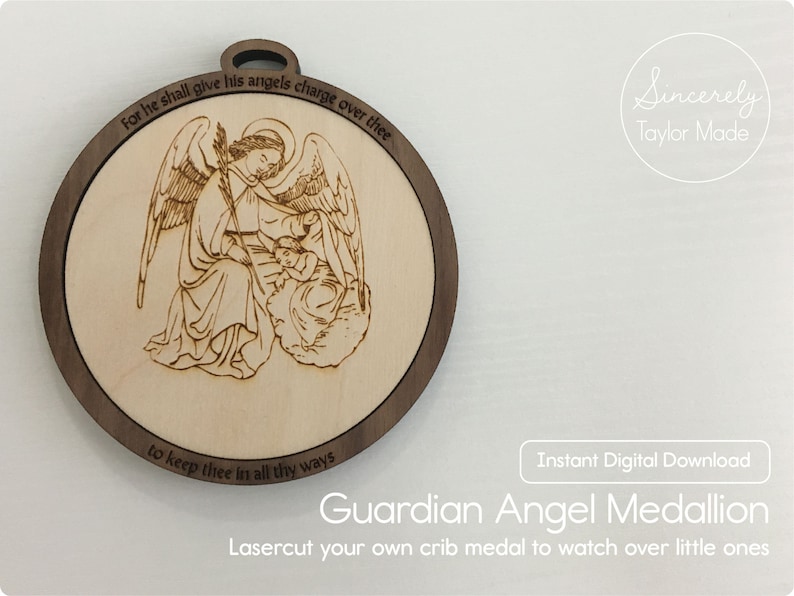 Guardian Angel Medallion Laser Cut File Instant Digital Download - Etsy
