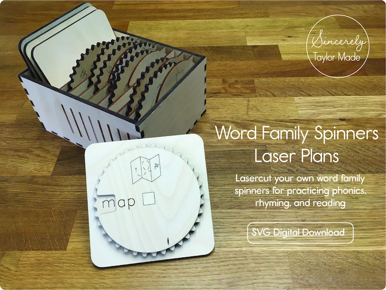 Word Family Spinners Laser Cut File Instant Digital Download - Etsy Canada