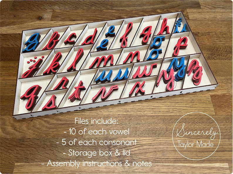 Cursive Montessori Movable Alphabet Laser Cut File Instant - Etsy