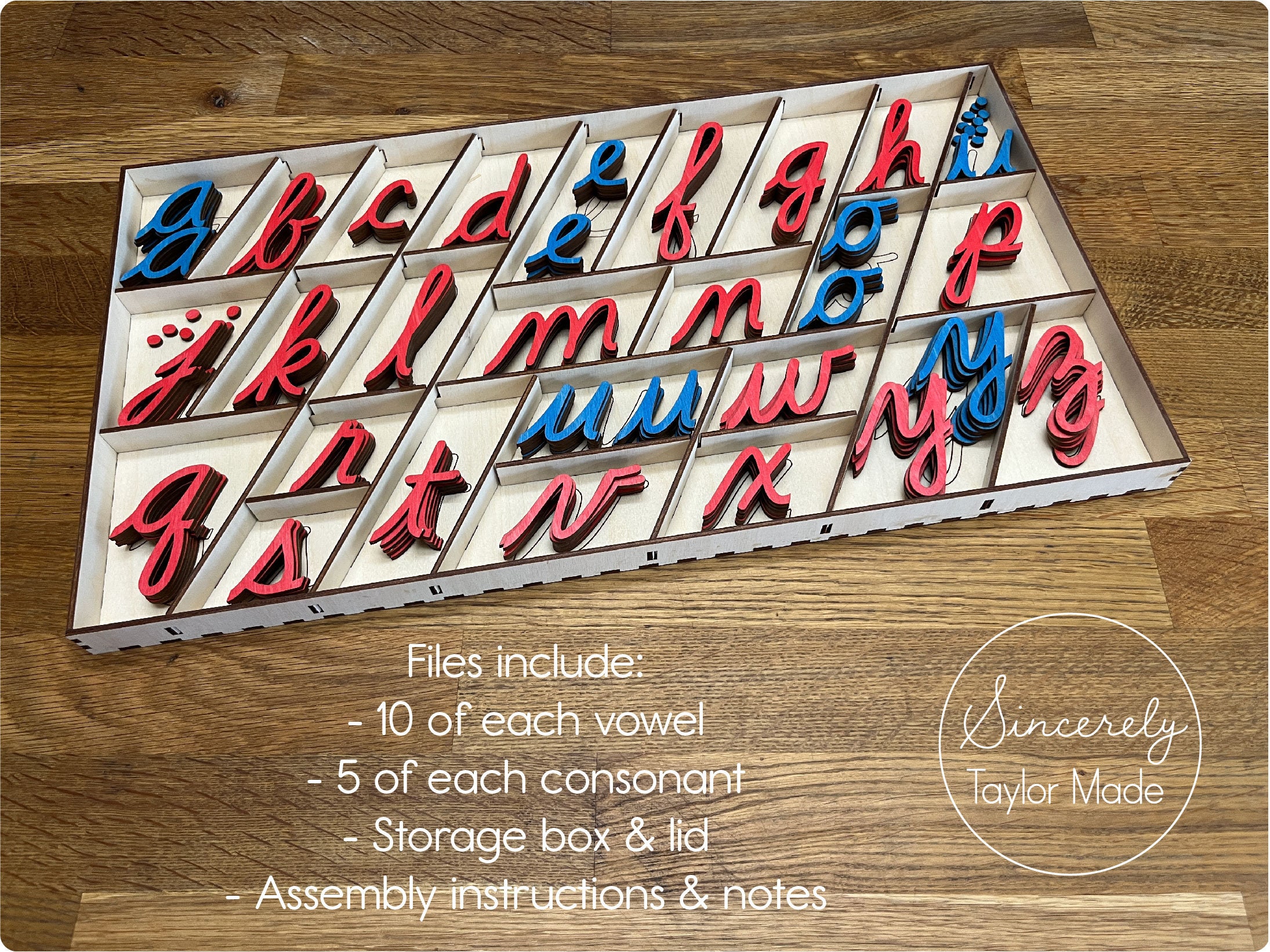 Cursive Montessori Movable Alphabet Laser Cut File Instant - Etsy