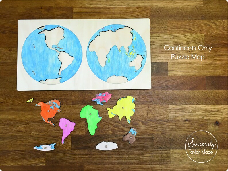 World Map Continent and Ocean Puzzle Laser Cut Plans Instant | Etsy