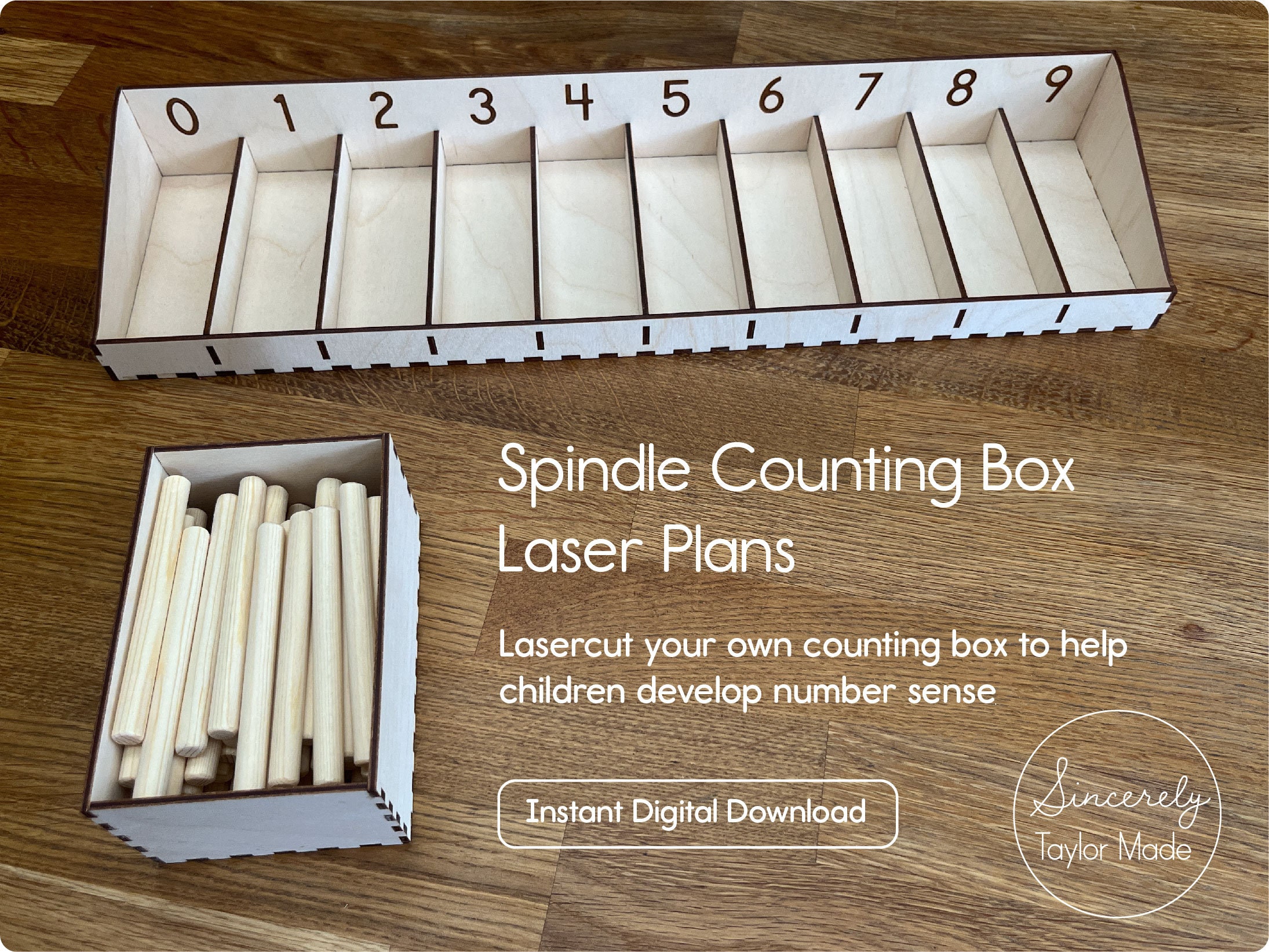 Spindle Counting Box Laser Cut File - Instant Digital Download - Etsy