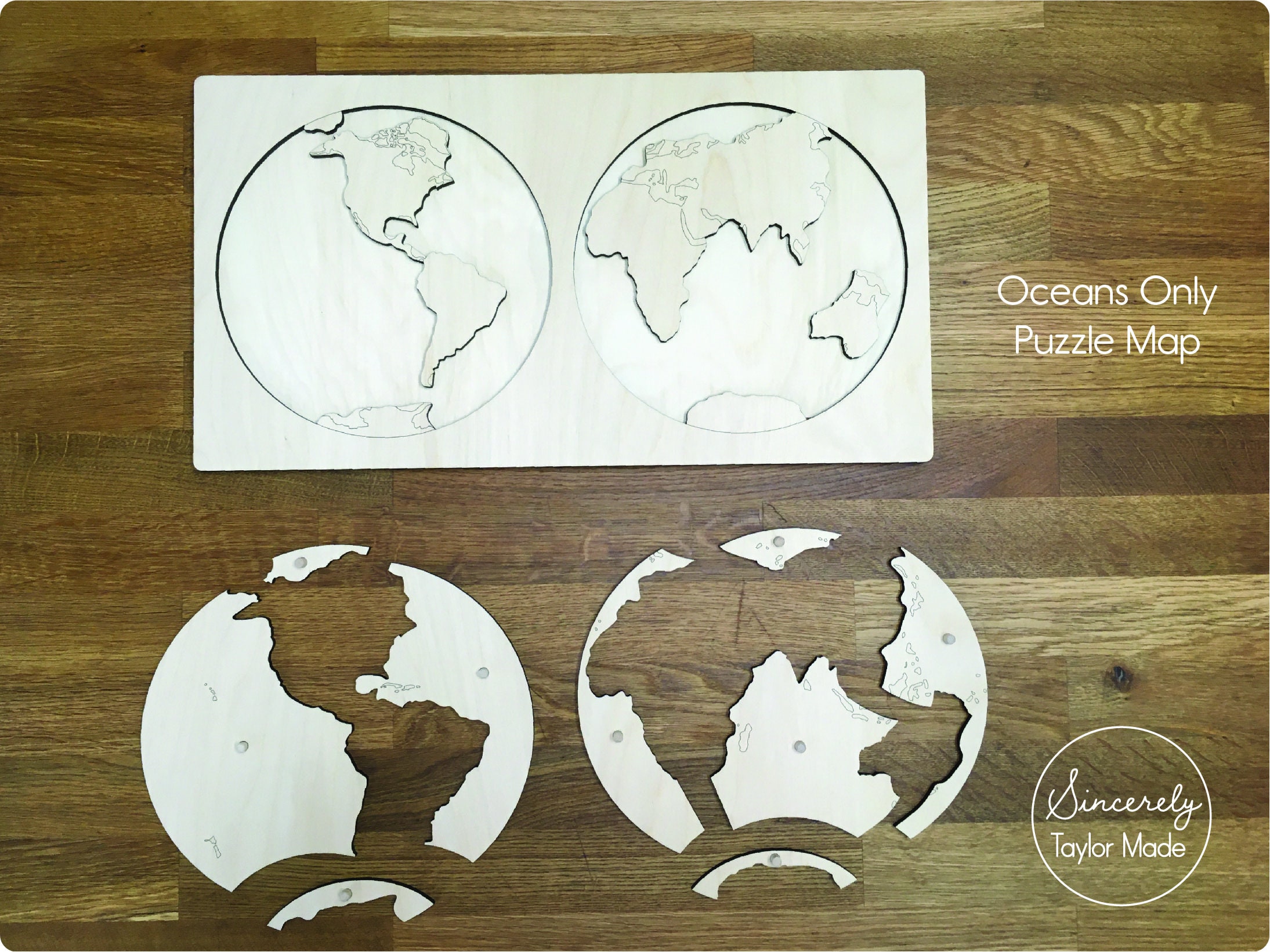 World Map Continent and Ocean Puzzle Laser Cut Plans Instant | Etsy