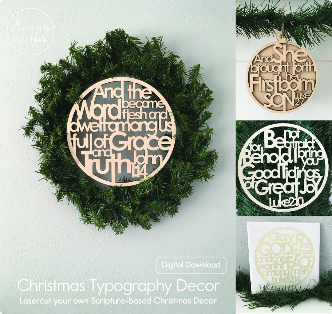 Christmas Scripture Typography Laser Cut File - Instant Digital ...