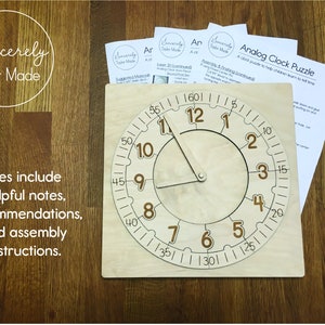 Analog Teaching Clock Puzzle Lasercut File - Instant Digital Download ...