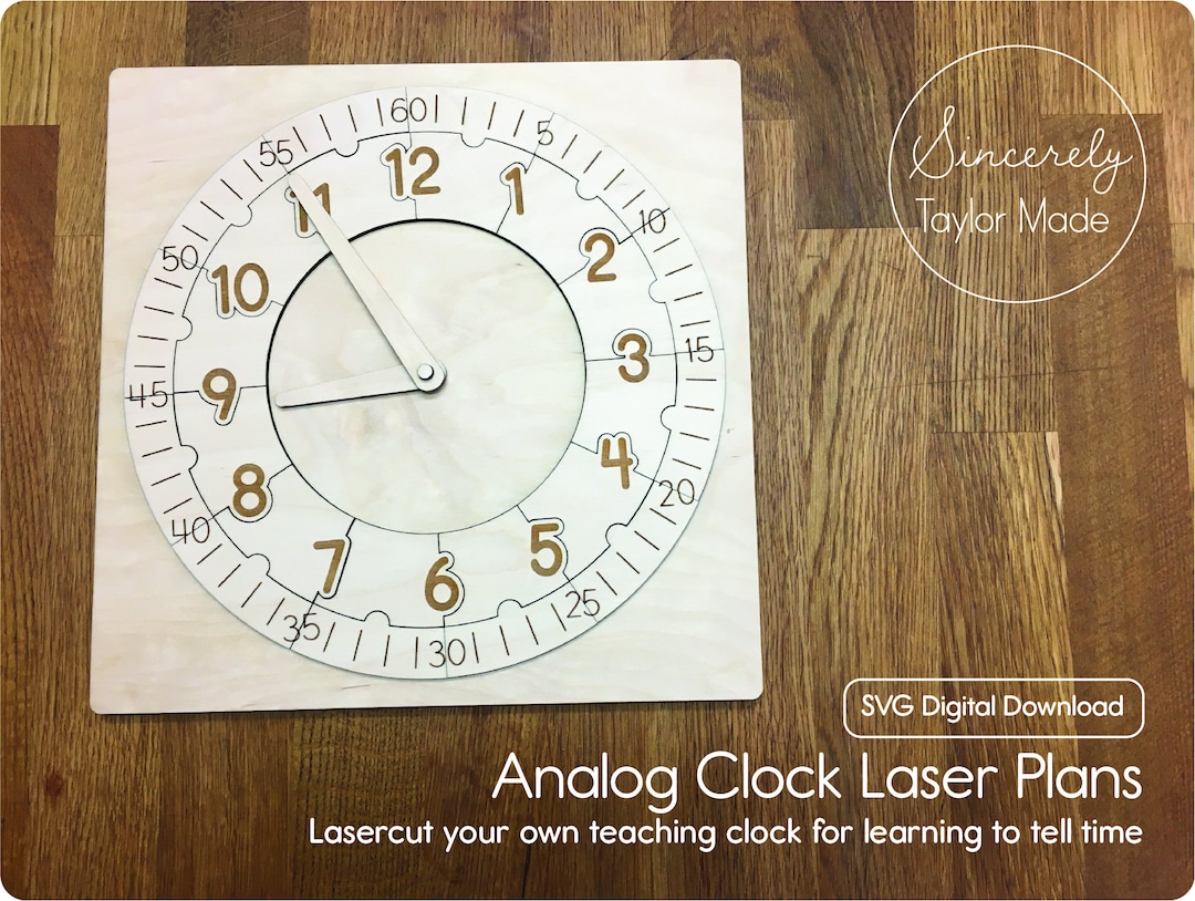 Analog Teaching Clock Puzzle Lasercut File - Instant Digital Download ...