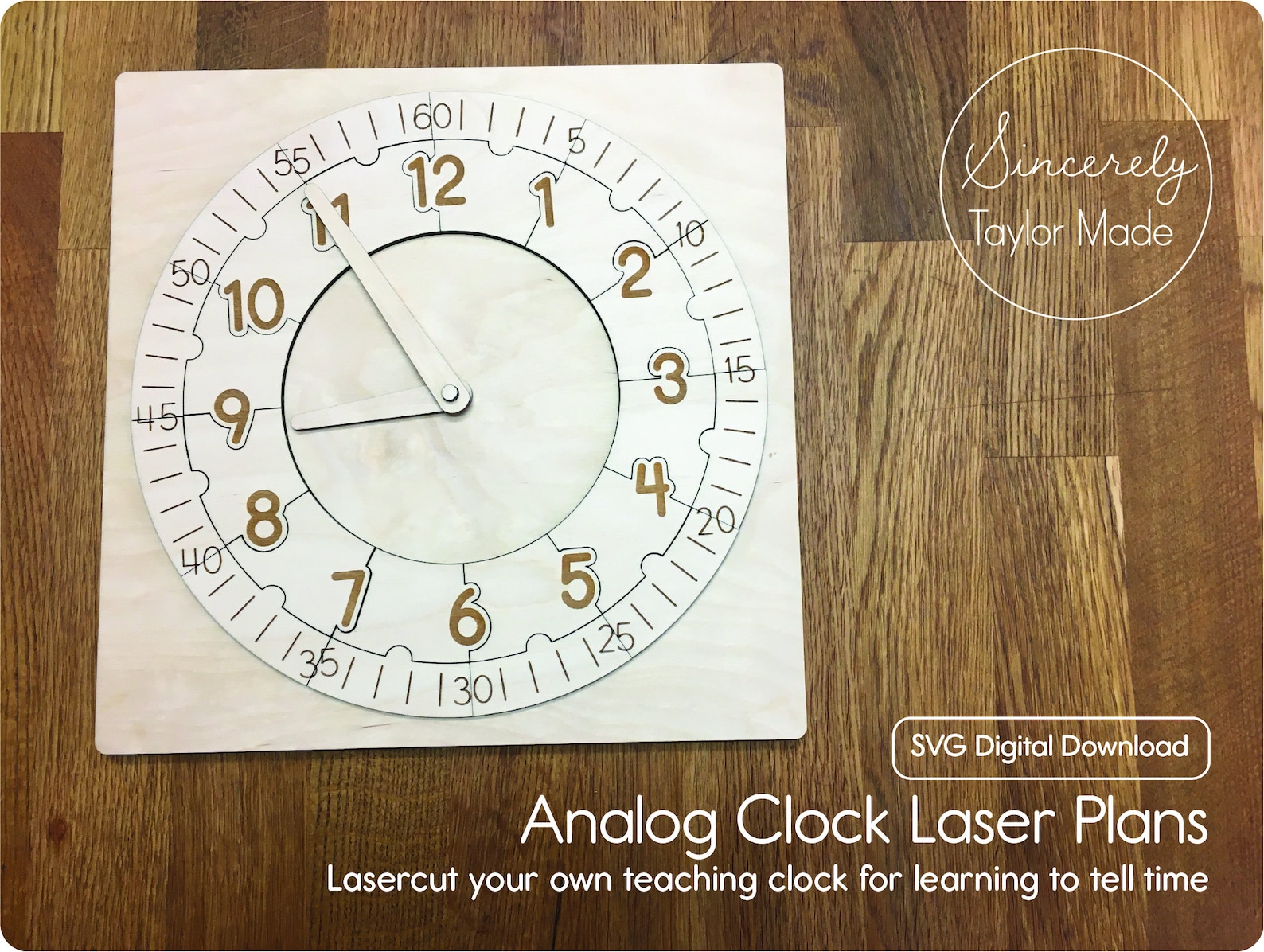 Analog Teaching Clock Puzzle Lasercut File - Instant Digital Download ...