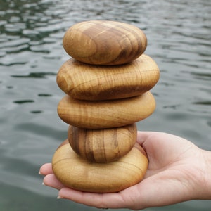 Set of 5 Myrtle Wood Rocks Wooden Cairn Style Rock Stack. Zen - Etsy