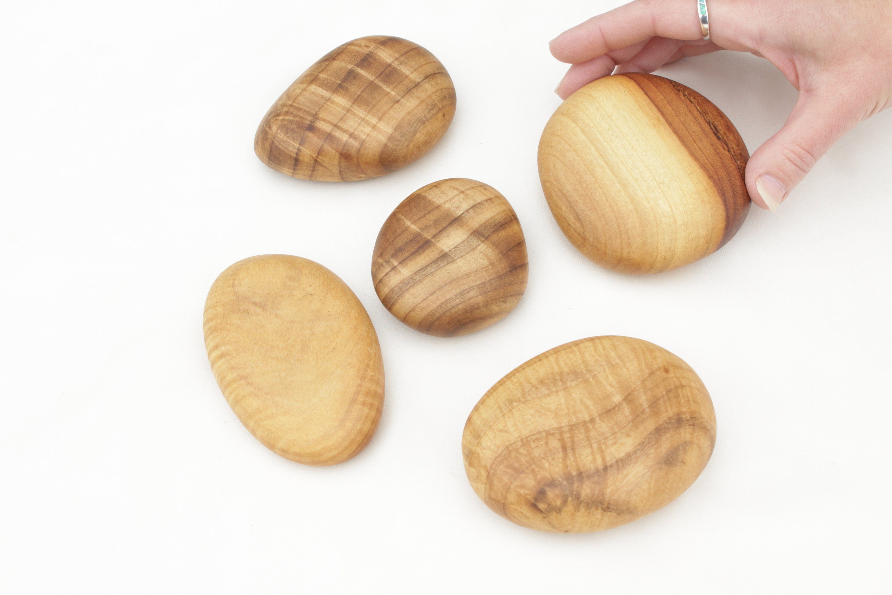 Set of 5 Myrtle Wood Rocks Wooden Cairn Style Rock Stack. Zen - Etsy