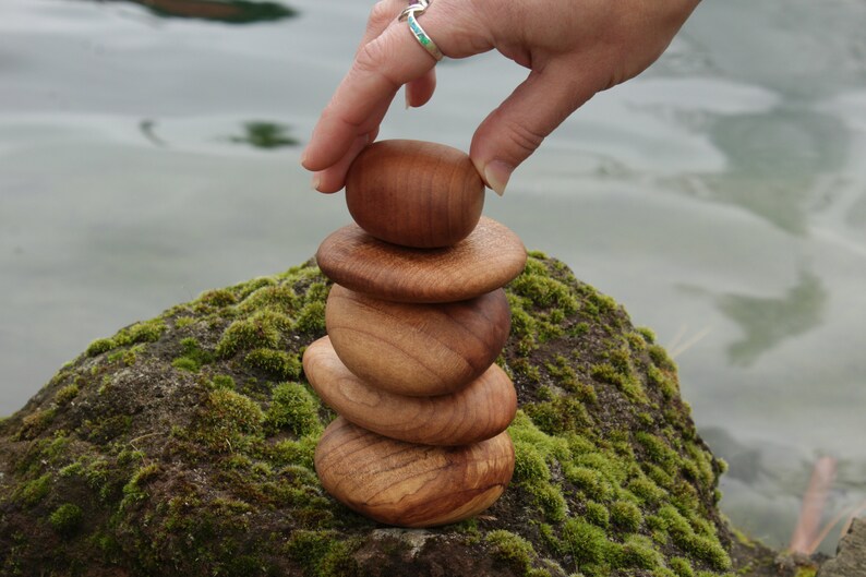 Set of 5 Maple Wood Rocks. Wooden Cairn Style Rock Stack. Zen - Etsy