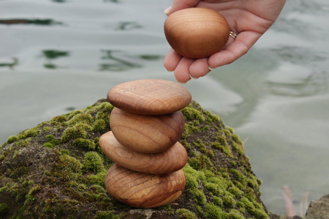 Set of 5 Maple Wood Rocks. Wooden Cairn Style Rock Stack. Zen - Etsy