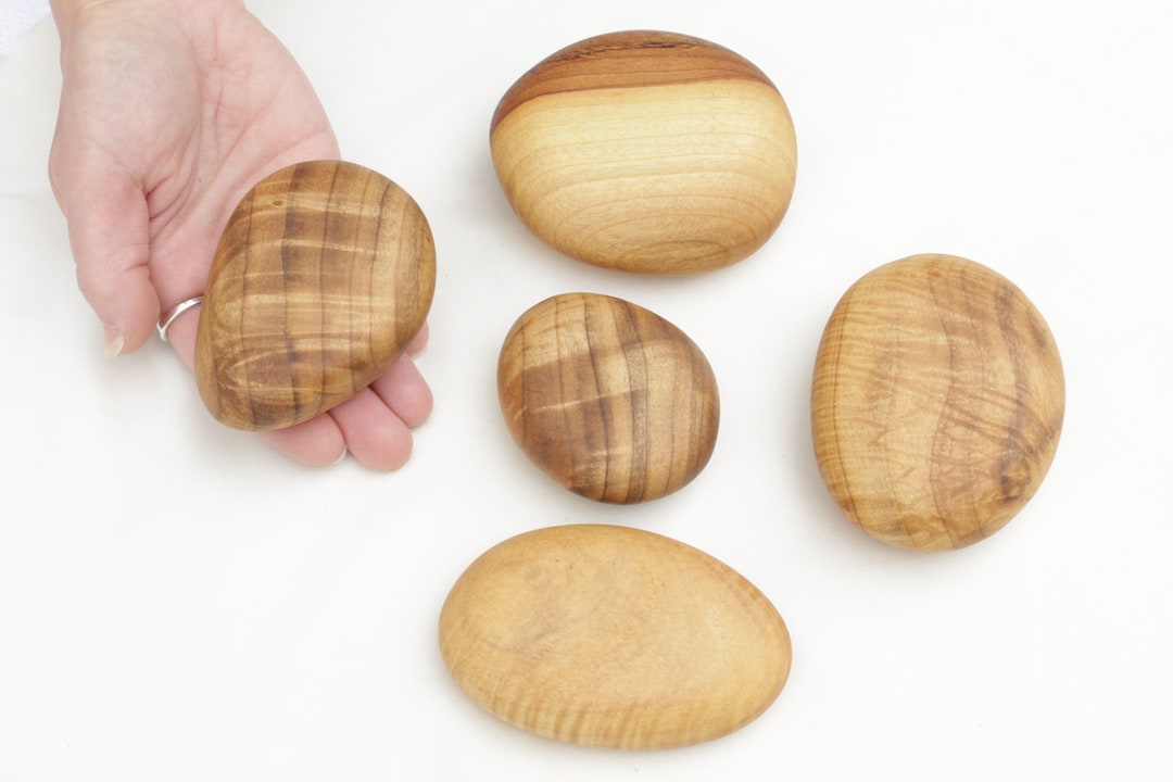 Set of 5 Myrtle Wood Rocks! Wooden Cairn Style Rock Stack. Zen Home ...