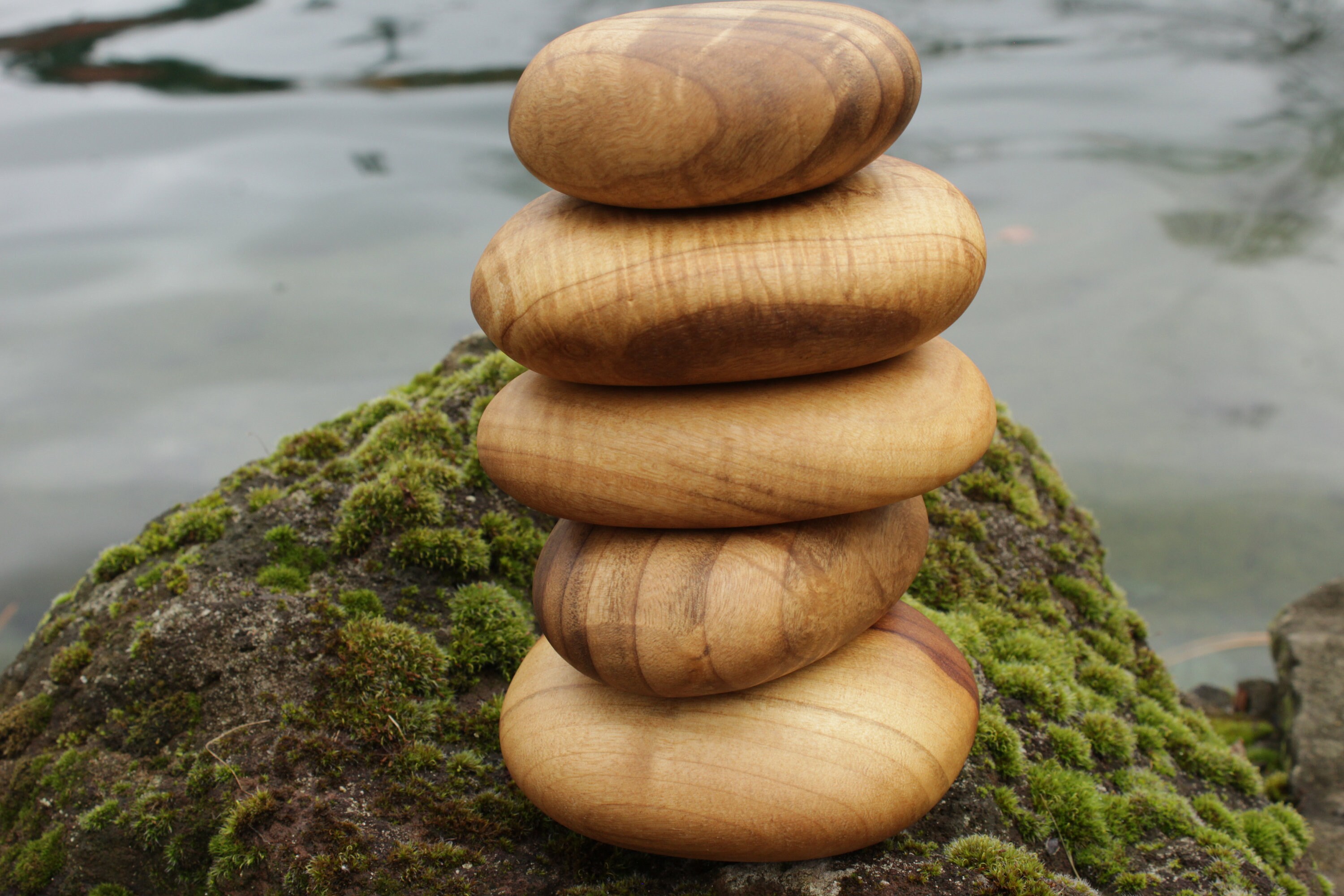 Set of 5 Myrtle Wood Rocks Wooden Cairn Style Rock Stack. Zen - Etsy