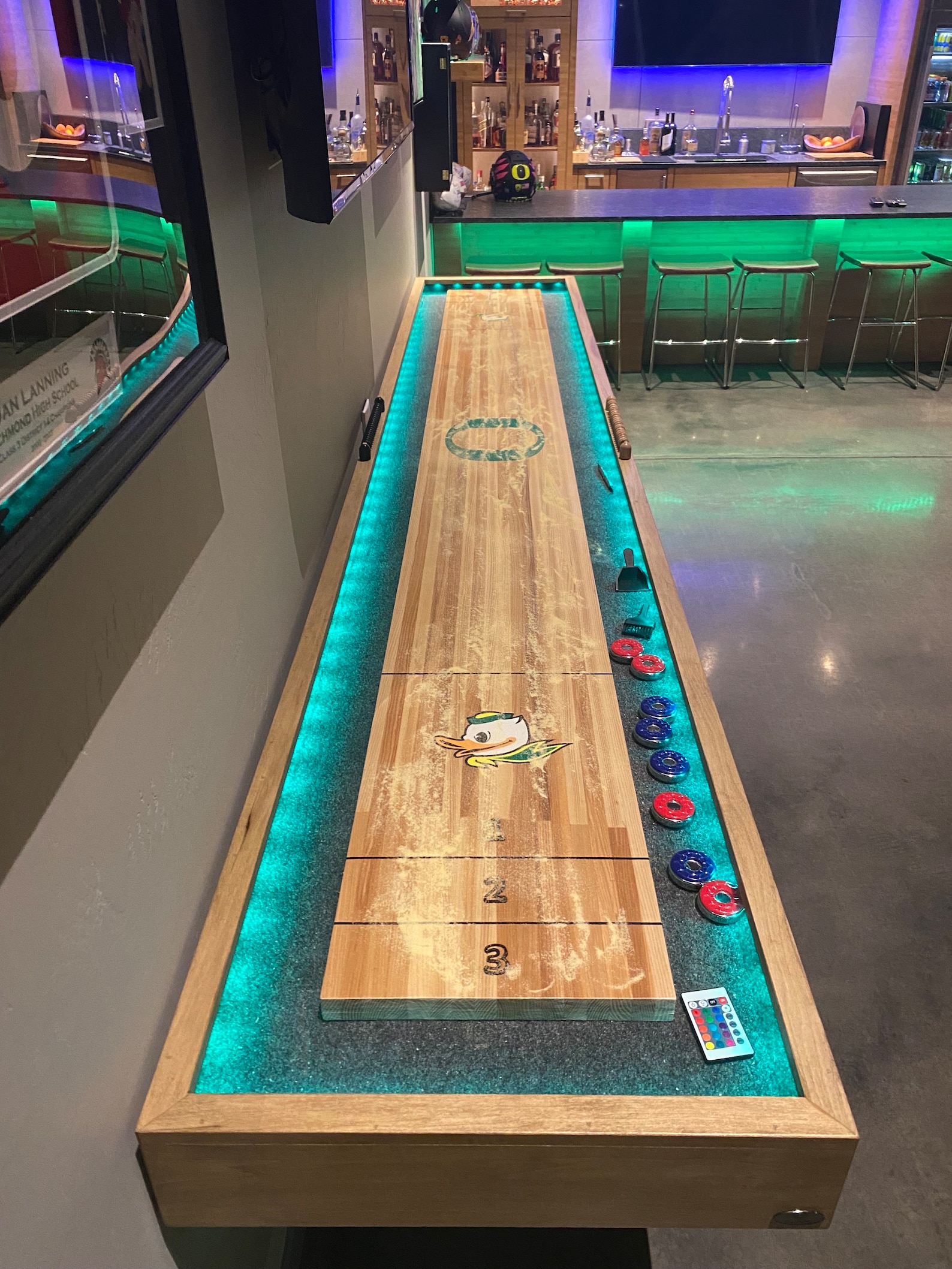 Hardwood Shuffleboard Table: Custom Lengths, LED Lighting, Hardtop ...