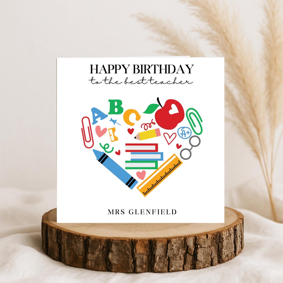 Teacher Birthday Card, Happy Birthday Teacher, Best Teacher - Etsy
