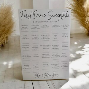 First Dance Sweepstake Sign, First Dance Wedding Guessing Game - Etsy