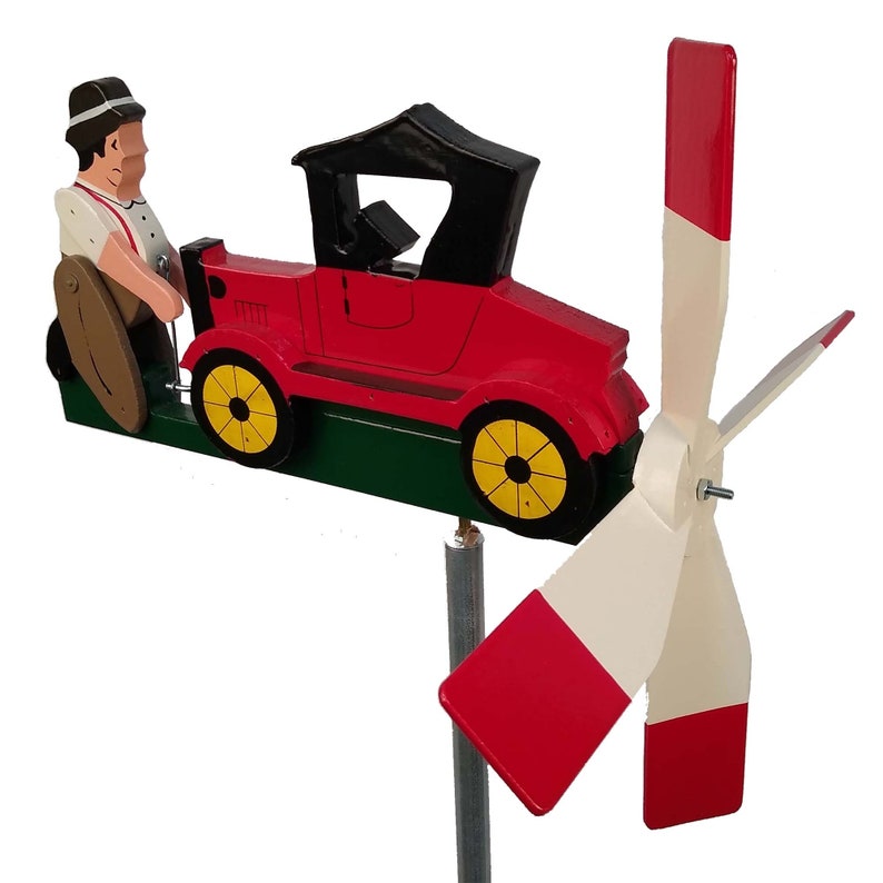 Vintage Antique Red Car Whirligig Wind Spinner Handmade in USA - Etsy