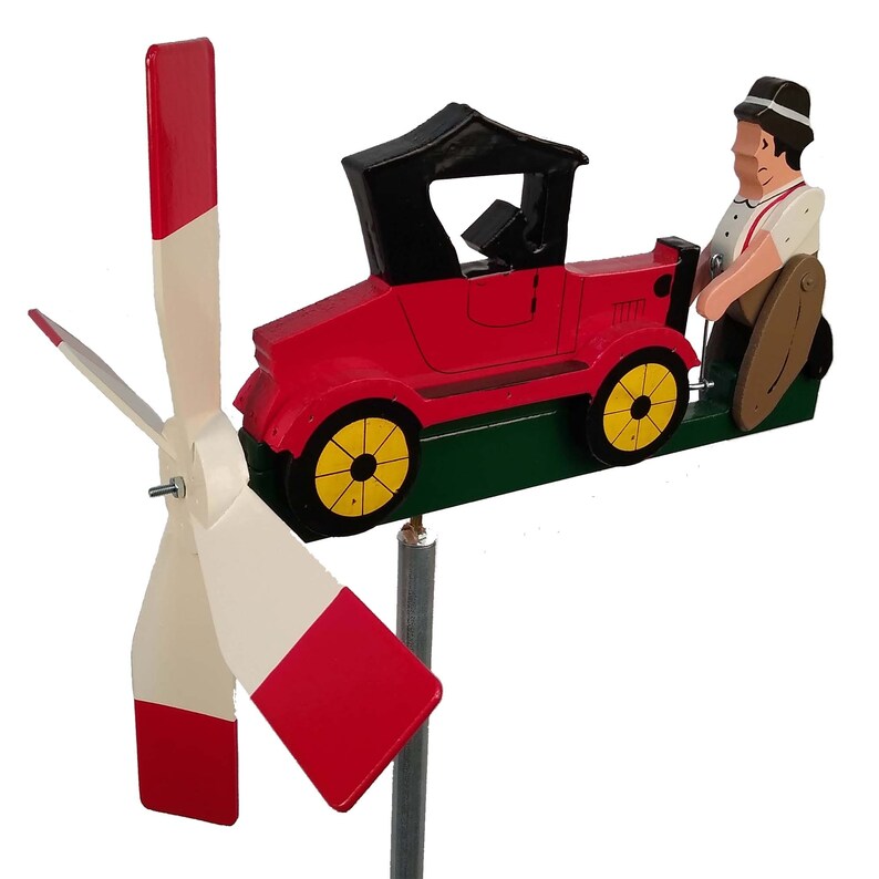 Vintage Antique Red Car Whirligig Wind Spinner Handmade in USA - Etsy