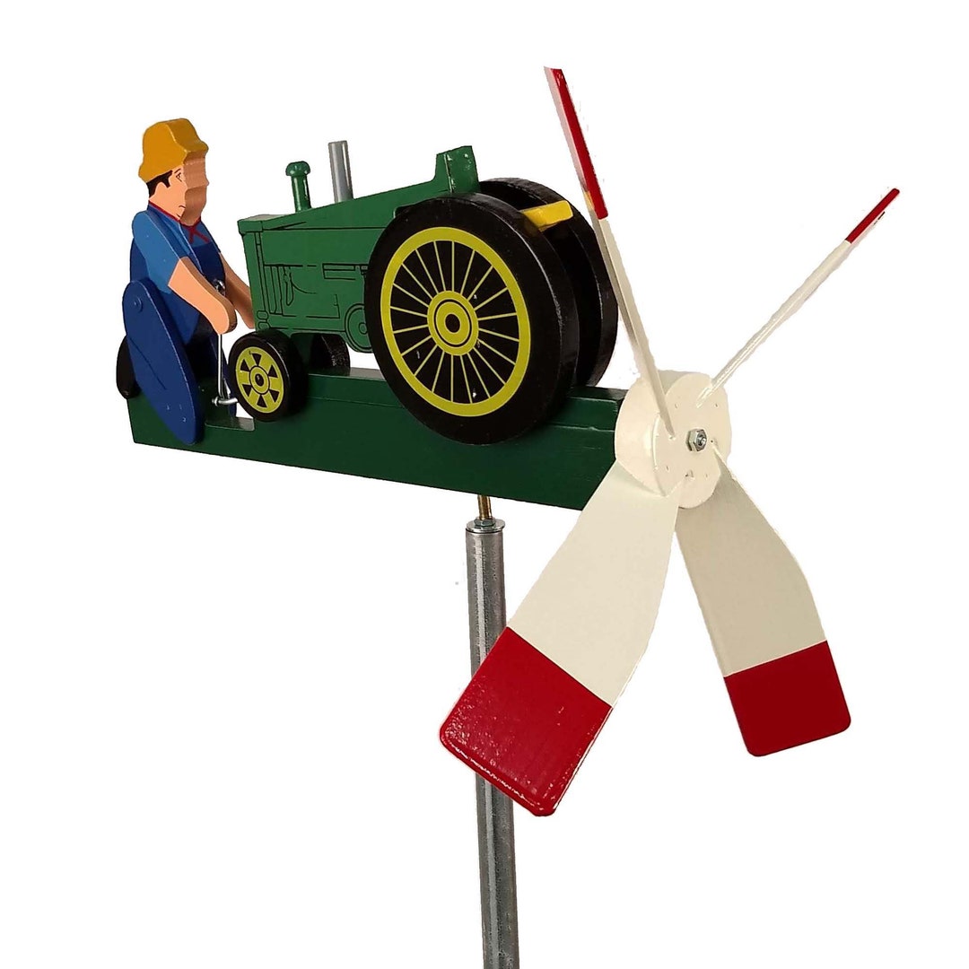 Green Tractor Whirligig Farmer Wind Spinner - Etsy