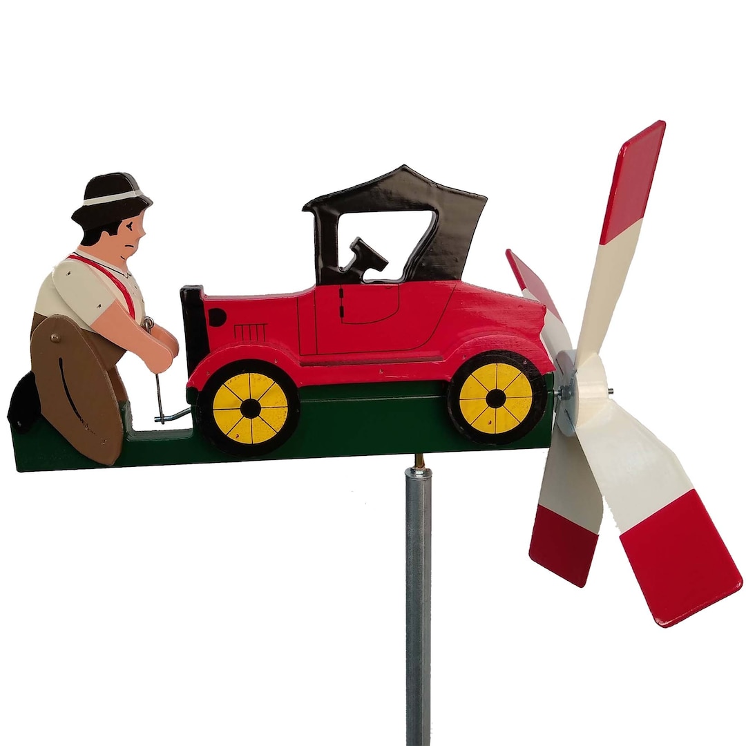 Vintage Antique Red Car Whirligig Wind Spinner Handmade in USA - Etsy