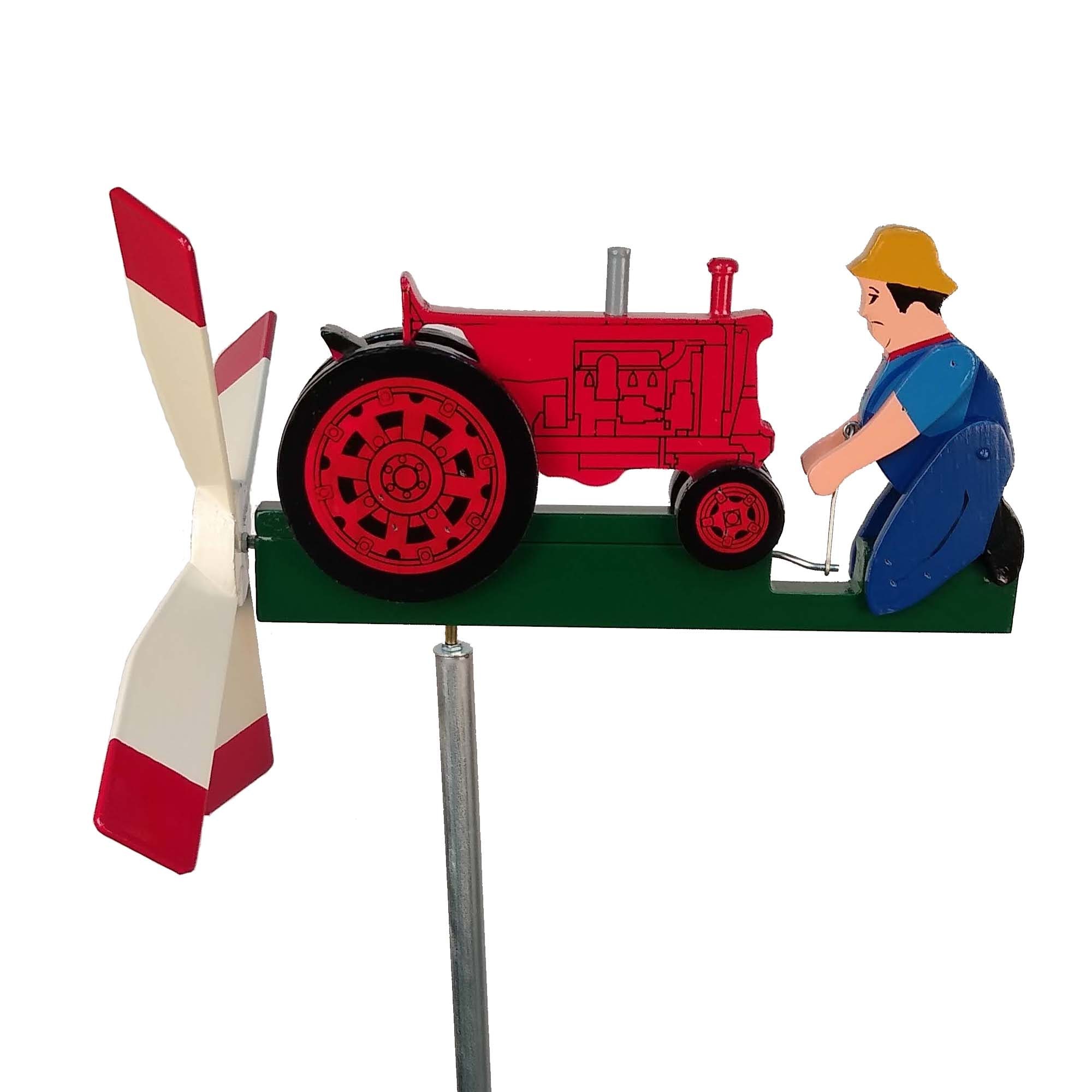 Red Tractor Whirligig Farmer Wind Spinner | Etsy