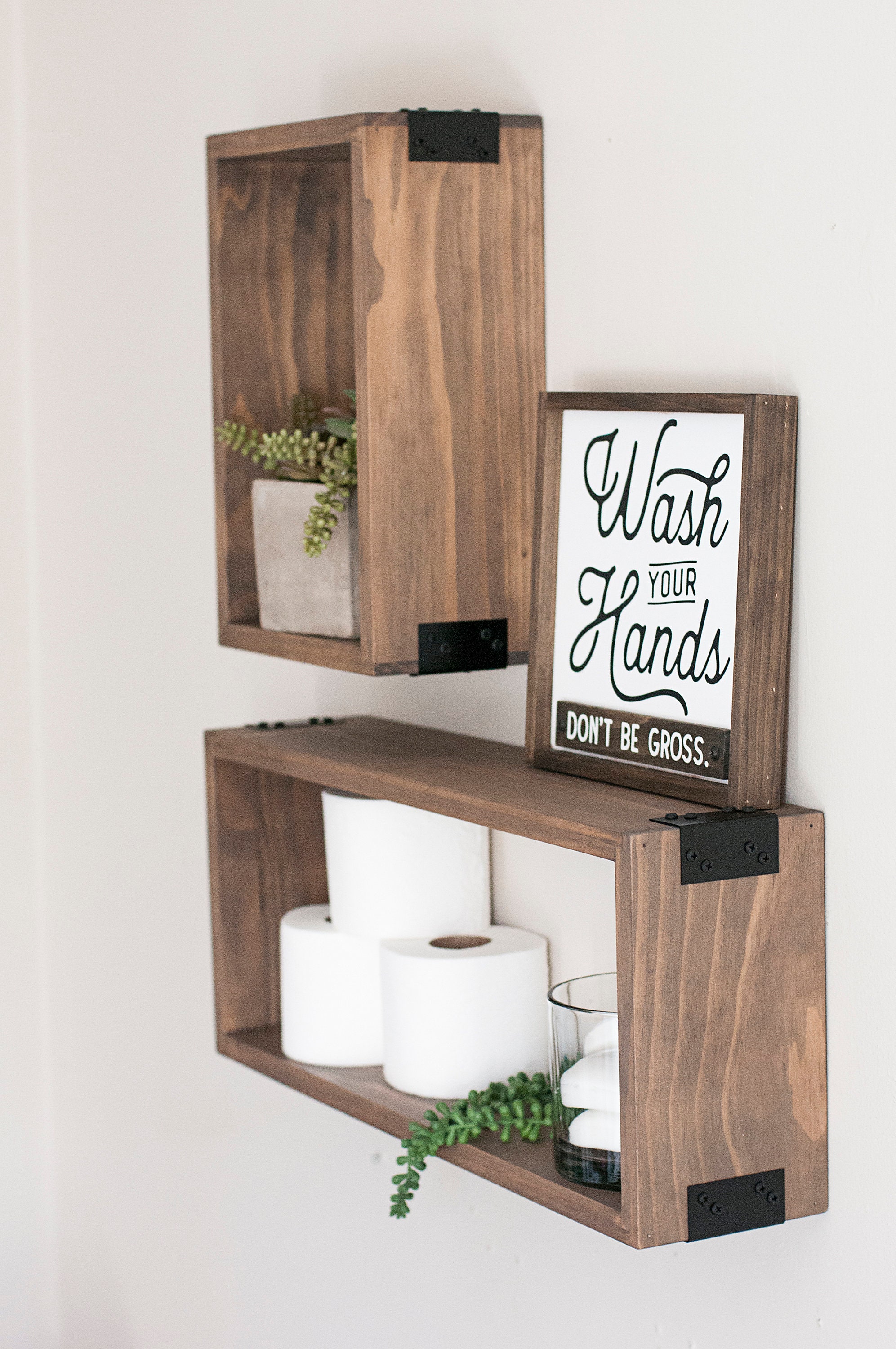 Rectangular Wood Floating Shelves Bathroom Shelf Storage Box | Etsy