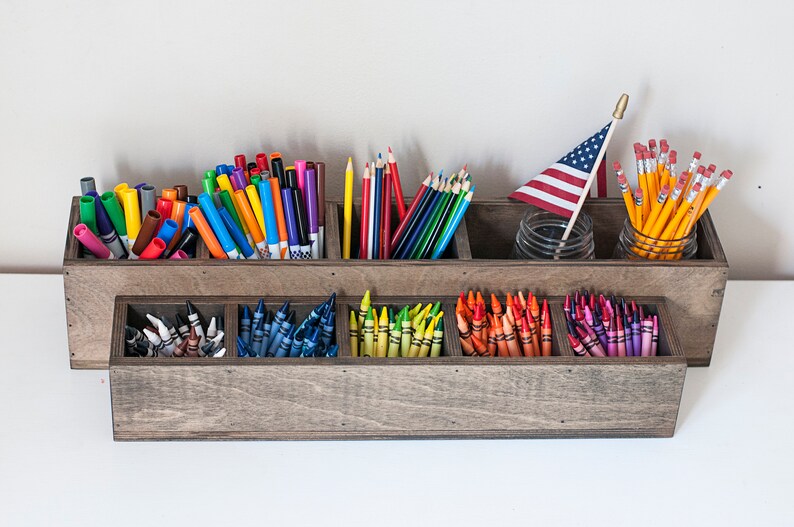 Wooden Crayon Holder Box Classroom Art Station Organization | Etsy