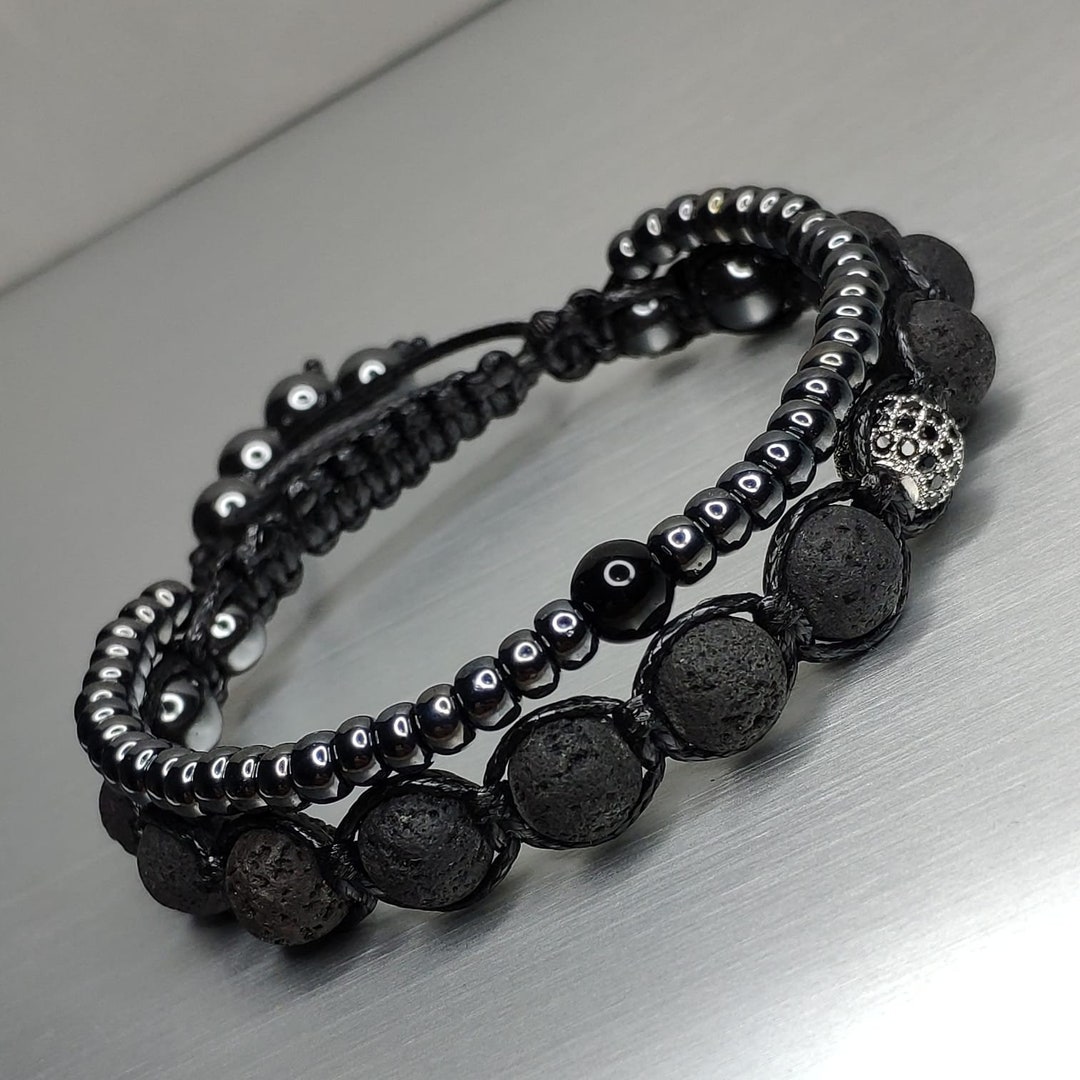 Double Bracelet Shamballa Bracelet Healing Stone Macrame Bracelet Yoga Bracelet Natural Beads ...
