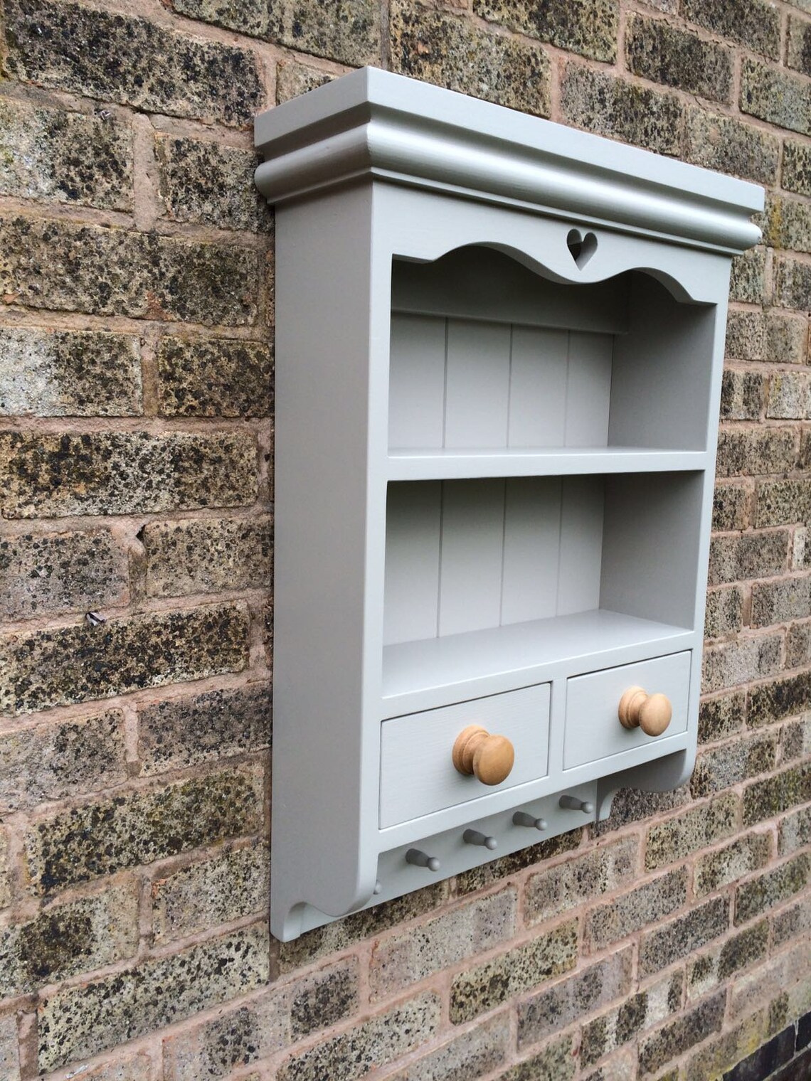 Shabby Chic Wall Unit Cabinet Storage Shelf With Drawers Kitchen Shelf ...