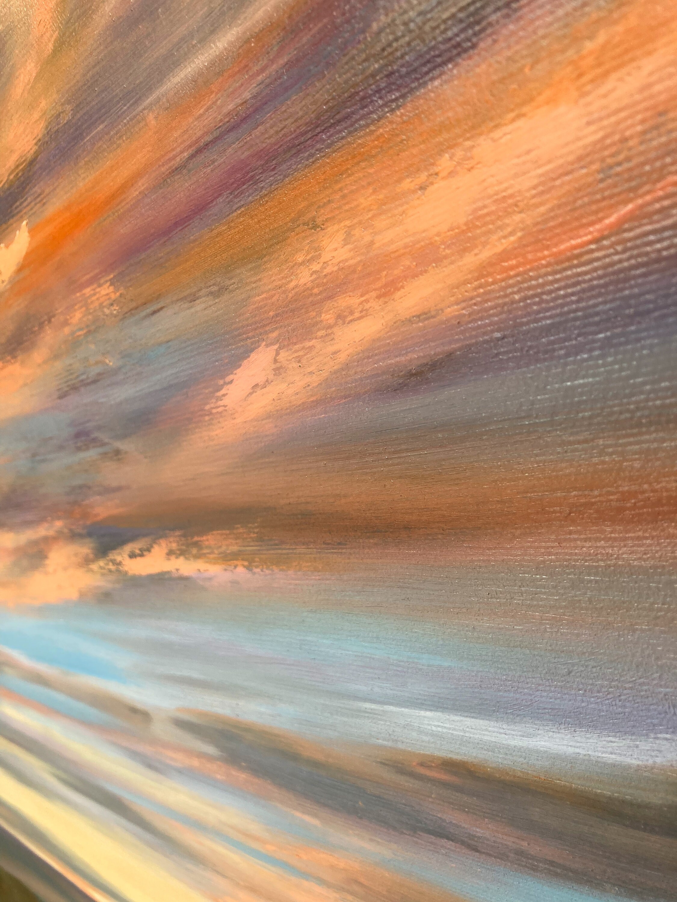 Pink Sky Vertical Original Painting, 20x28 Sunset Clouds Oil Art by ...