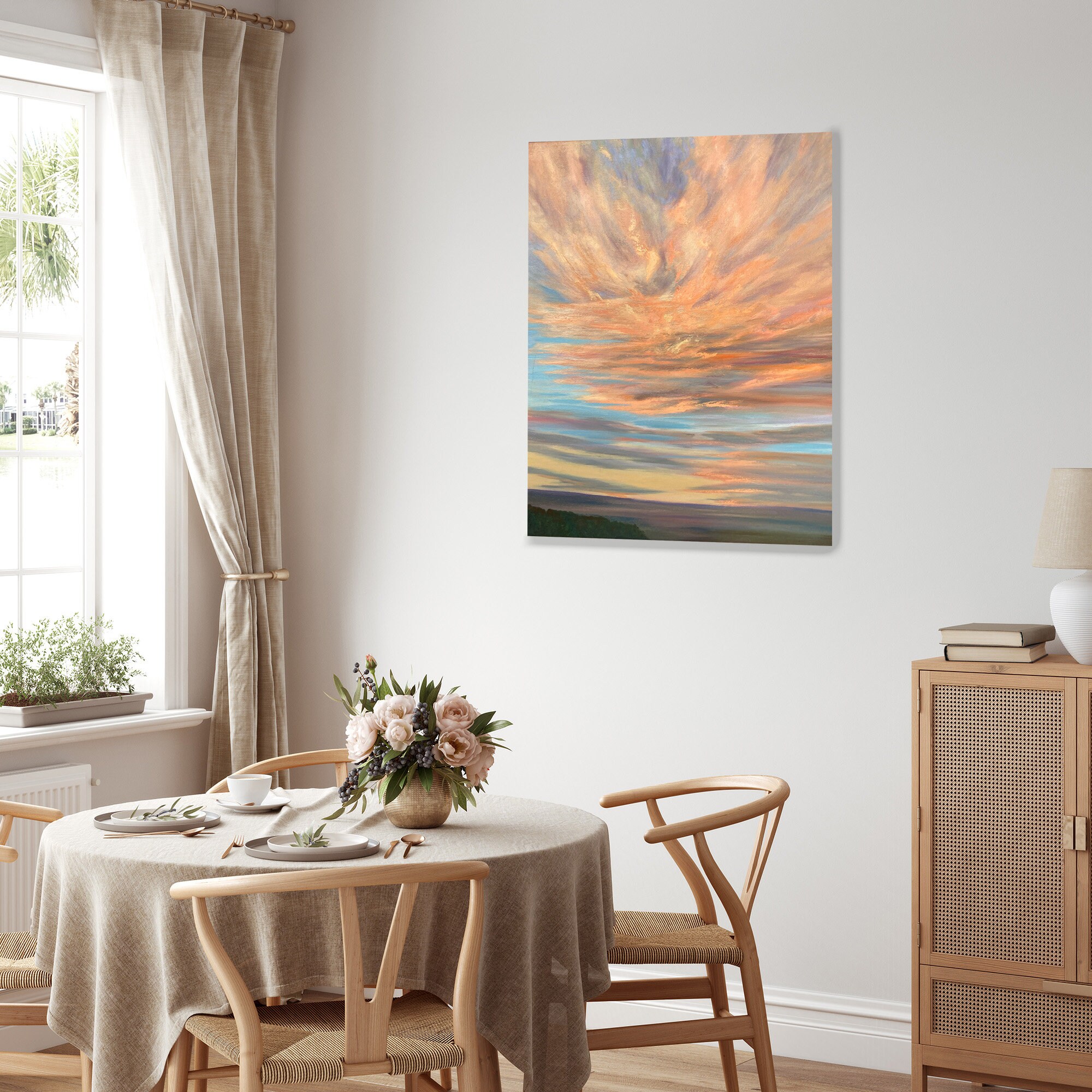 Pink Sky Vertical Original Painting, 20x28 Sunset Clouds Oil Art by ...