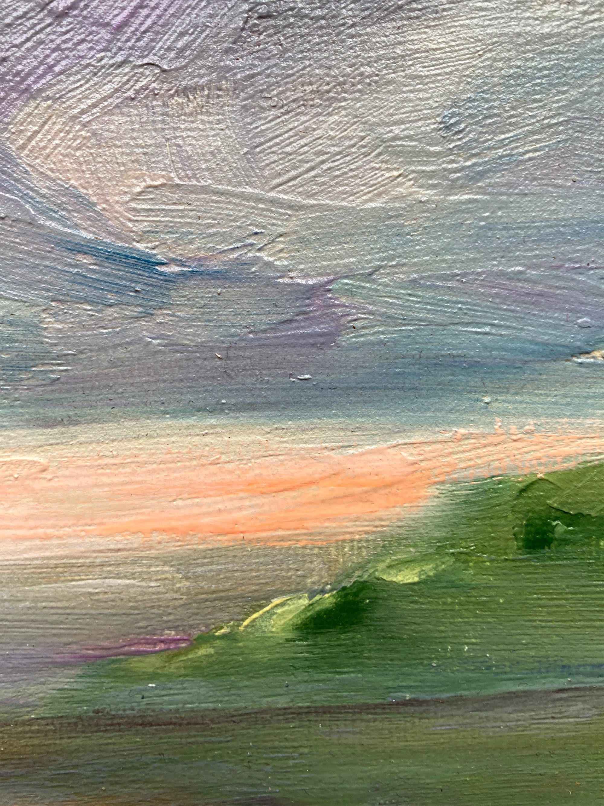 Coastal Sunset Painting, Violet Clouds Original Art, Abstract Landscape ...