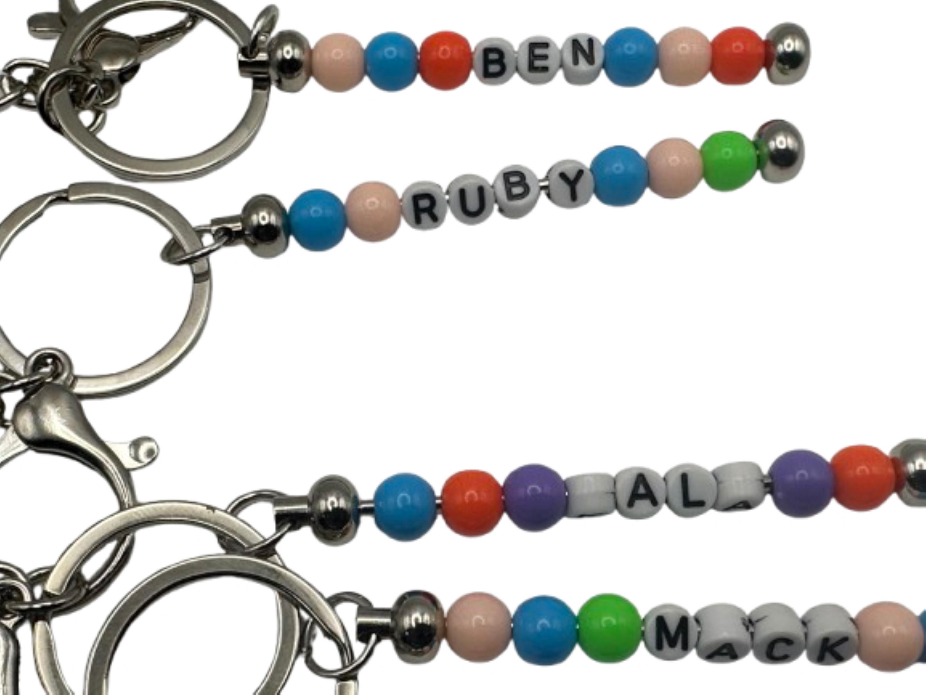 Personalized Beaded Name Keychain – Back to School Personalized Name ...