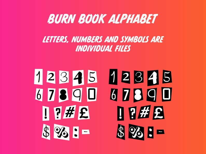 Burn Book Alphabet Vector Art Letters Instant Digital - Etsy