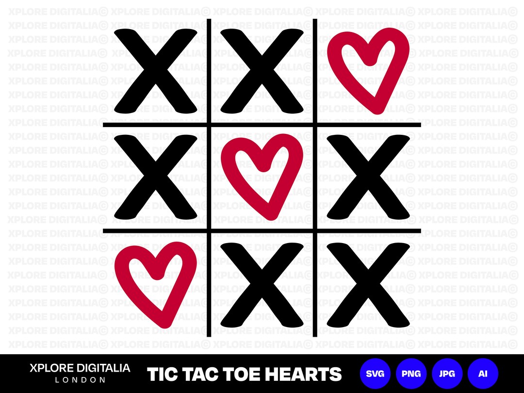 Tic Tac Toe Hearts - Vector Art, Instant Digital Download; SVG Cut ...