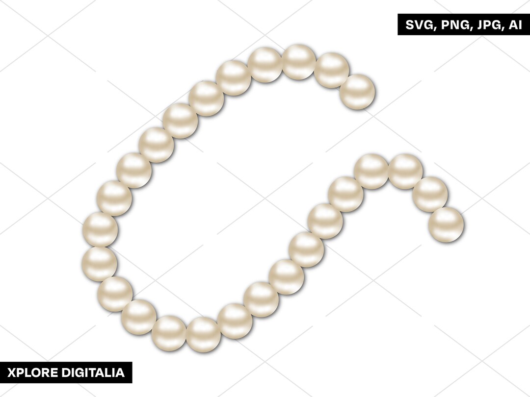 Realistic Pearl Necklace - Gold, Vector Art, Jewellery, Instant Digital ...