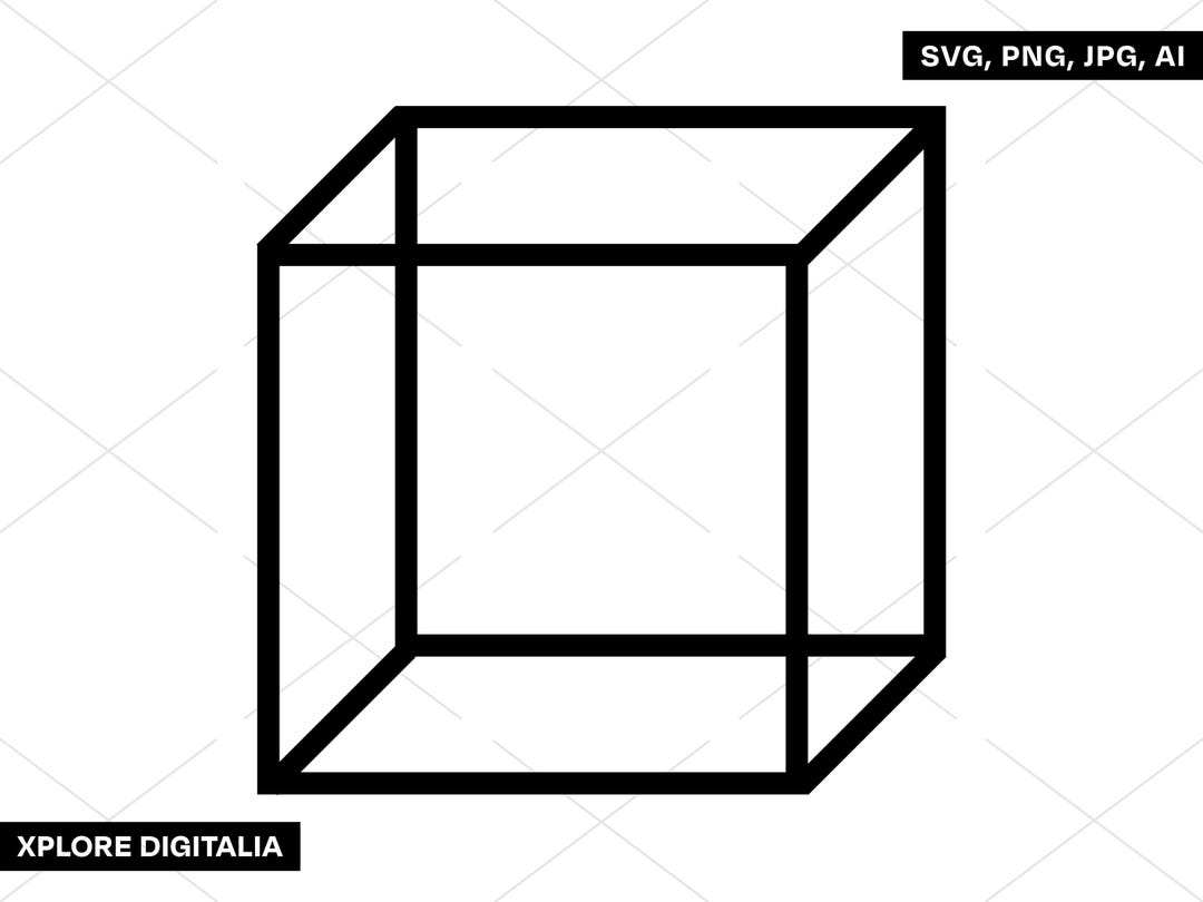 Cube Outline - Vector Art, Shape, Sketch, Cube, Model, Instant Digital ...