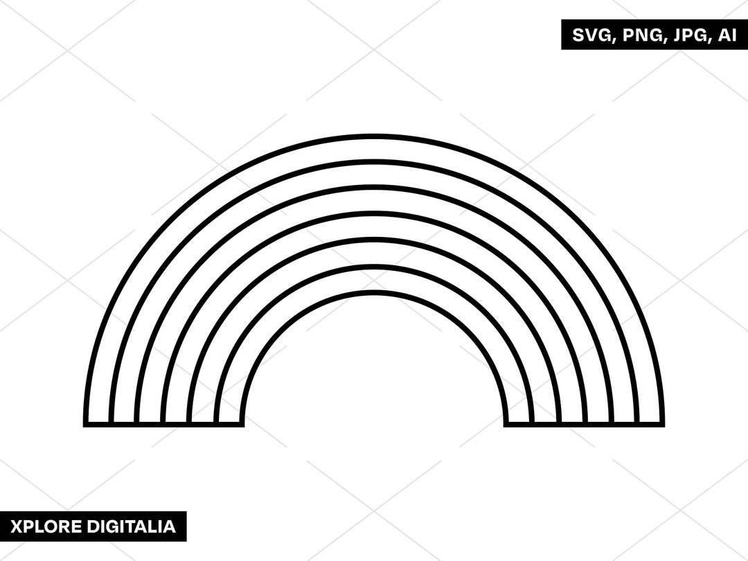 Rainbow Outline - Colouring, Kids, Vector Art, Instant Digital Download ...